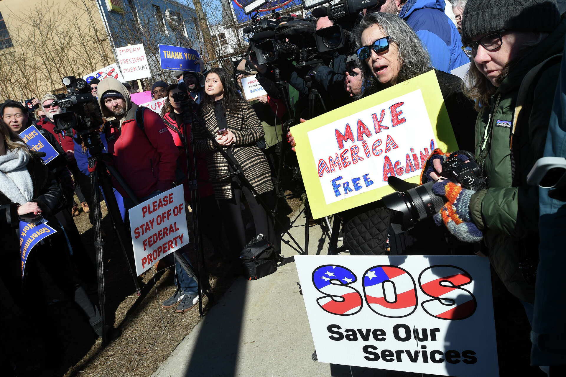 Federal employees union rally at West Haven VA over nationwide layoffs