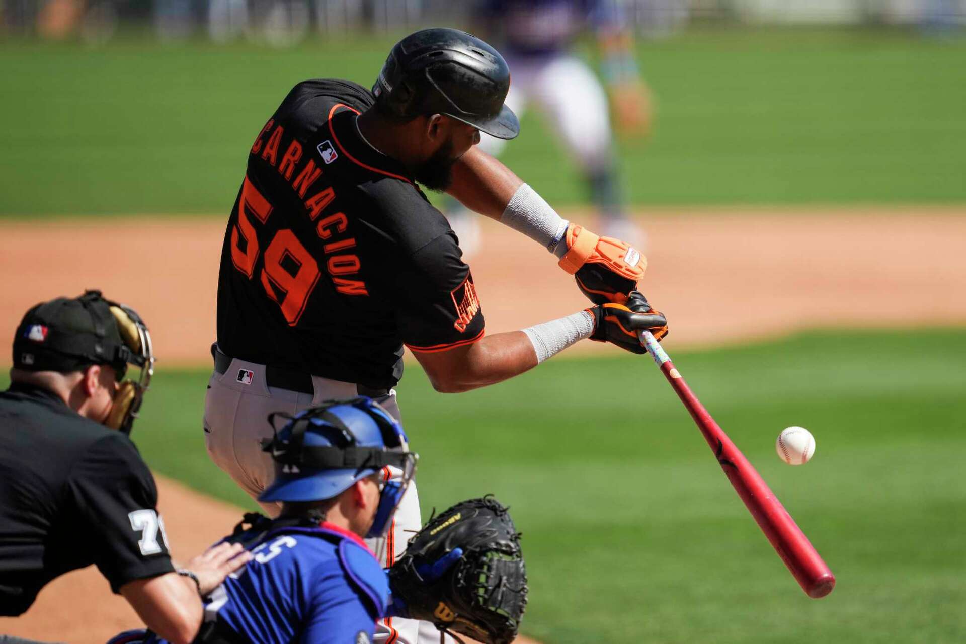 How has Giants’ Jerar Encarnacion improved his production this spring?