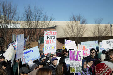 WOMAN protest a part of nationwide ‘HANDS OFF’ Rally Saturday