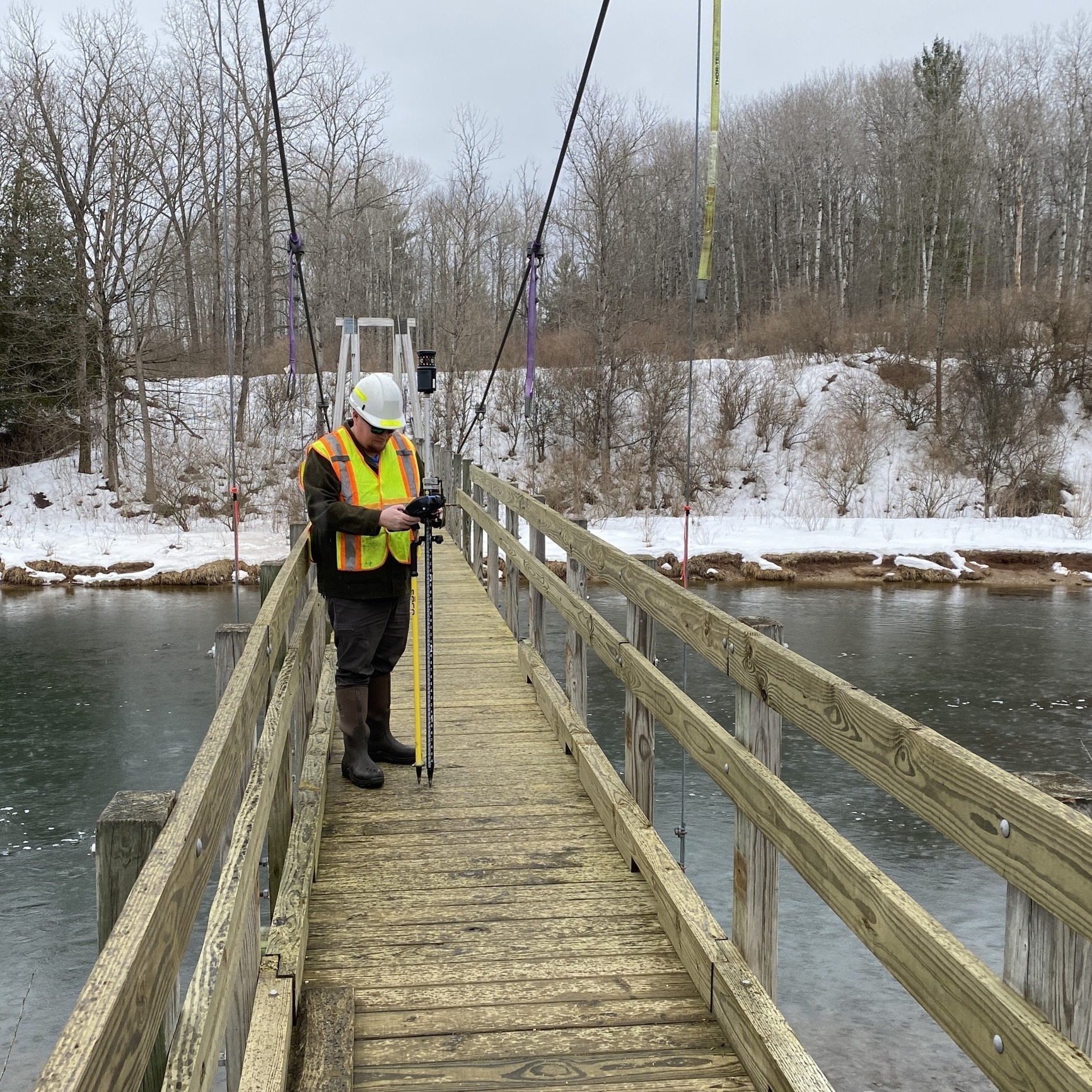 Manistee National Forest suspension bridge reopens, under construction