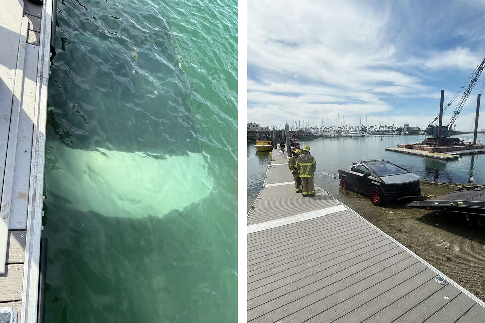 Driver backs Tesla Cybertruck into water at California harbor