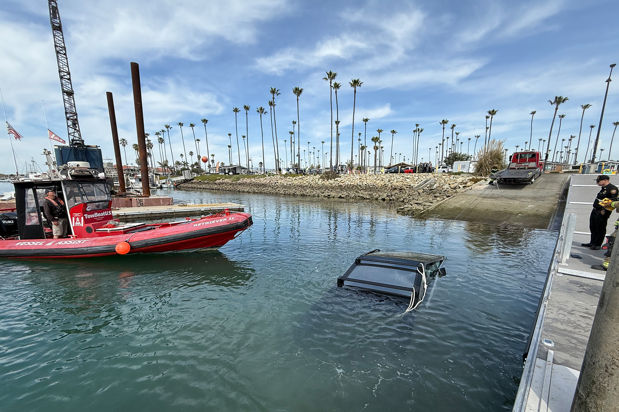 Driver backs Tesla Cybertruck into water at California harbor