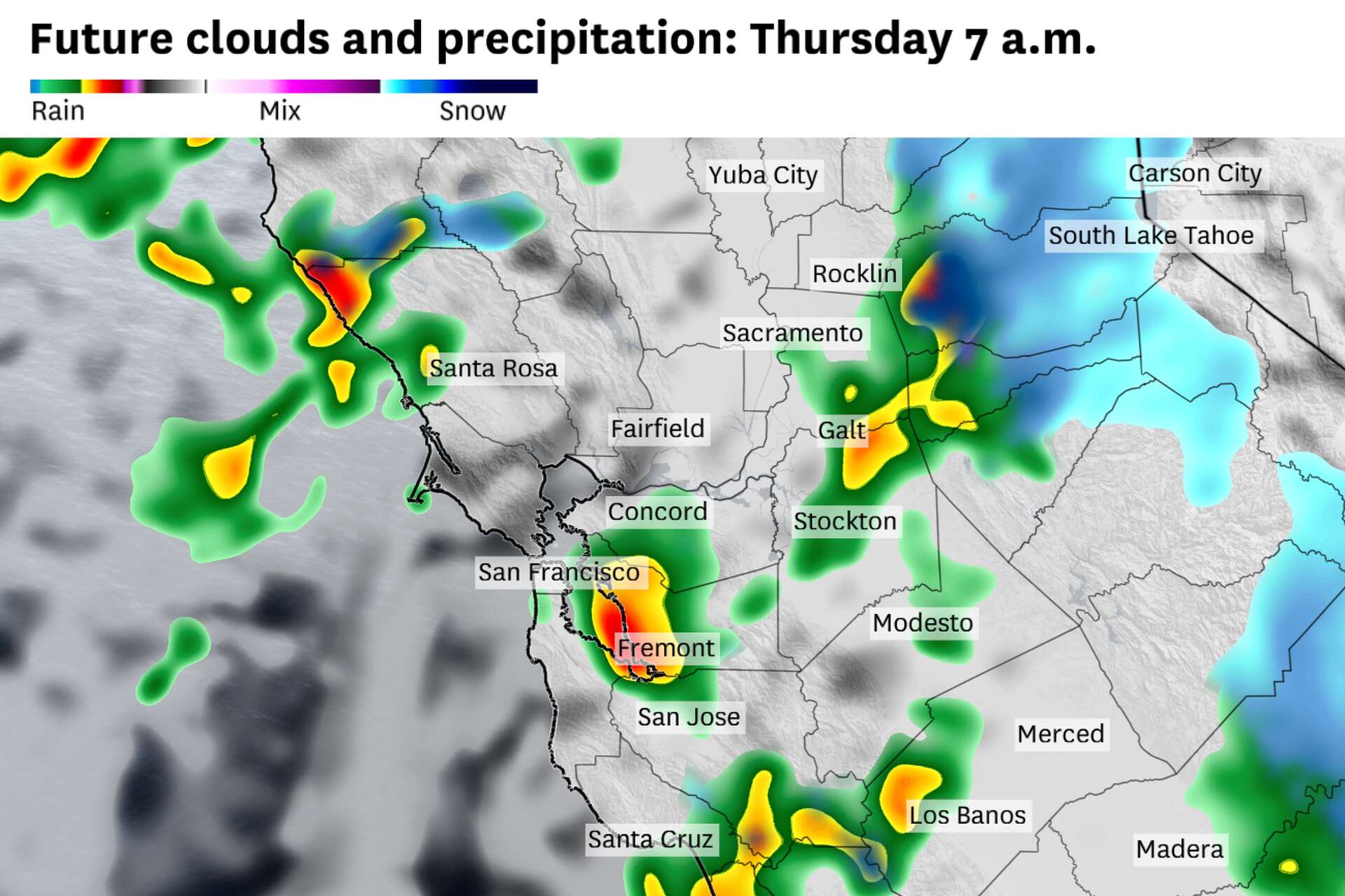 San Francisco to see heavy rain, possibly hail. Here's a timeline