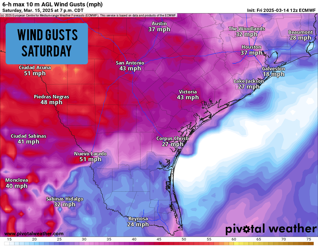 South Texas wind gusts to hit 45 mph. Here's how long it'll last.