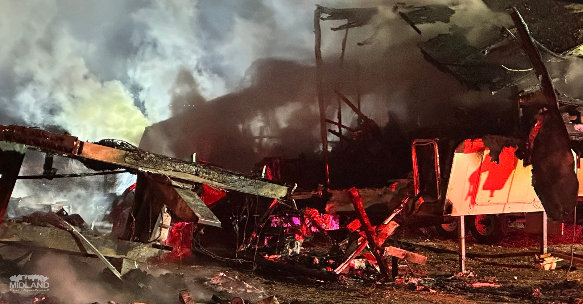 Midland fire destroys four RVs and car, no injuries reported