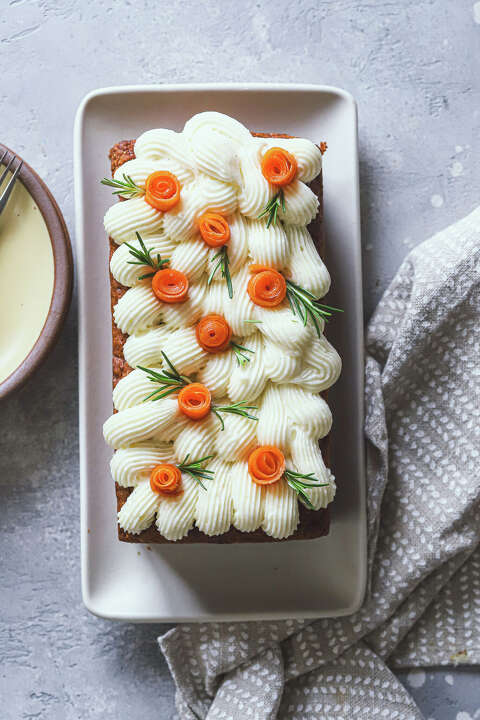 Recipe: Eggless Carrot Loaf Cake with Cream Cheese Frosting