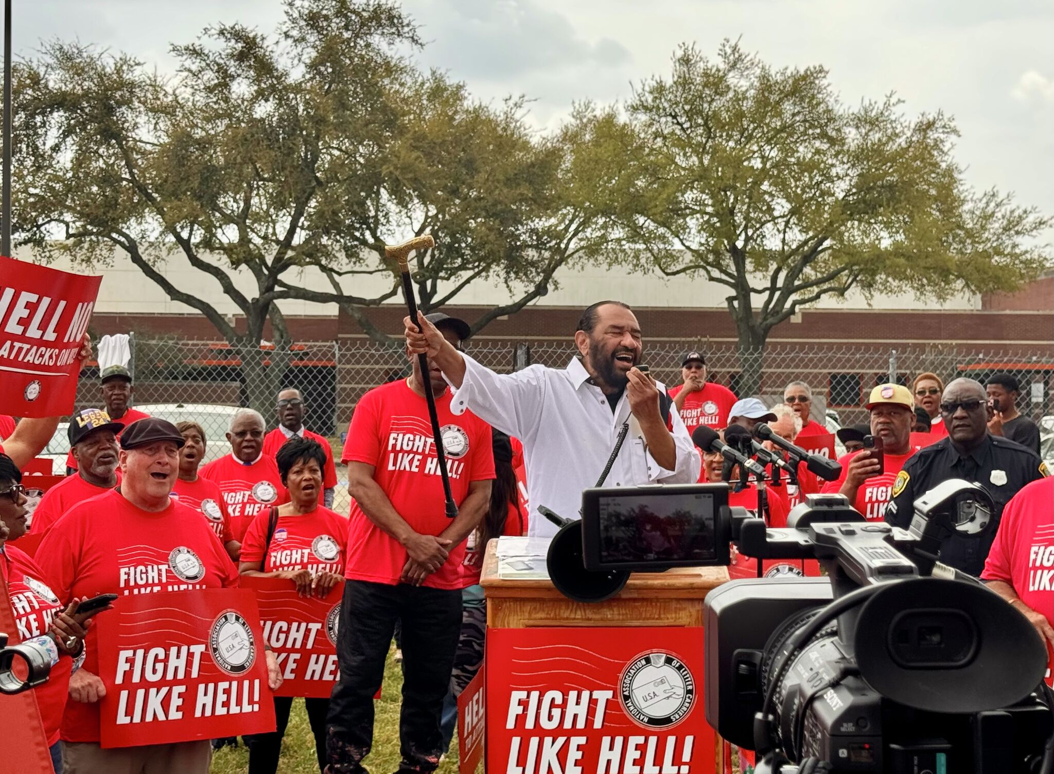 Protesters gather in Houston to protest possible privatization of USPS