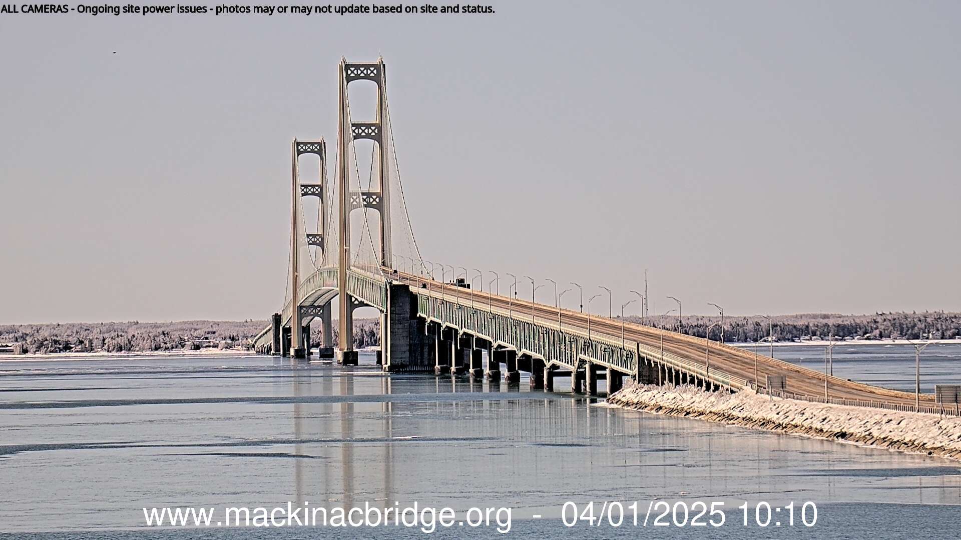 Mackinac Bridge closed again over hazardous falling ice