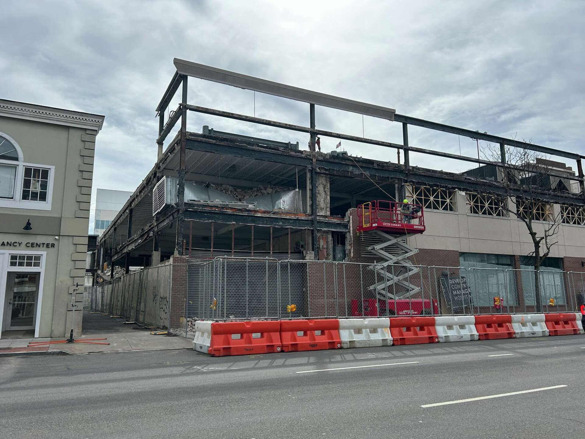 Demolition ongoing of former Burlington Coat Factory in Stamford