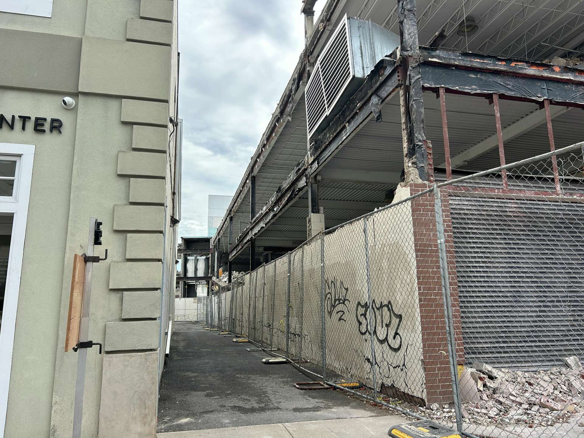 Demolition ongoing of former Burlington Coat Factory in Stamford