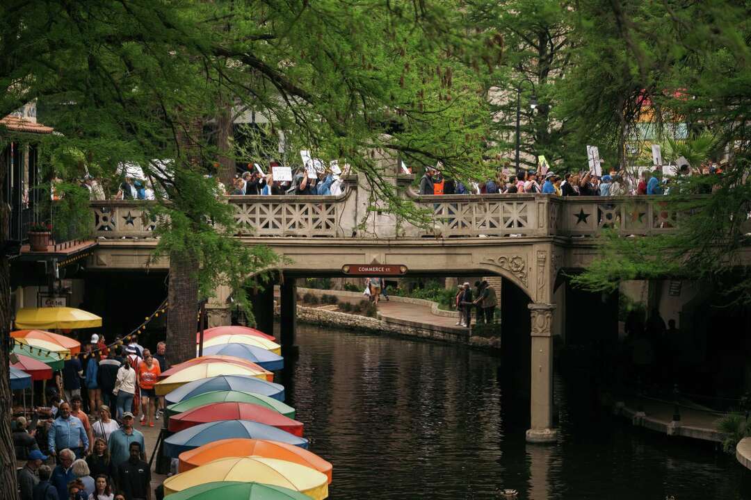 Hundreds march in San Antonio to tell Trump and Musk 'hands off'