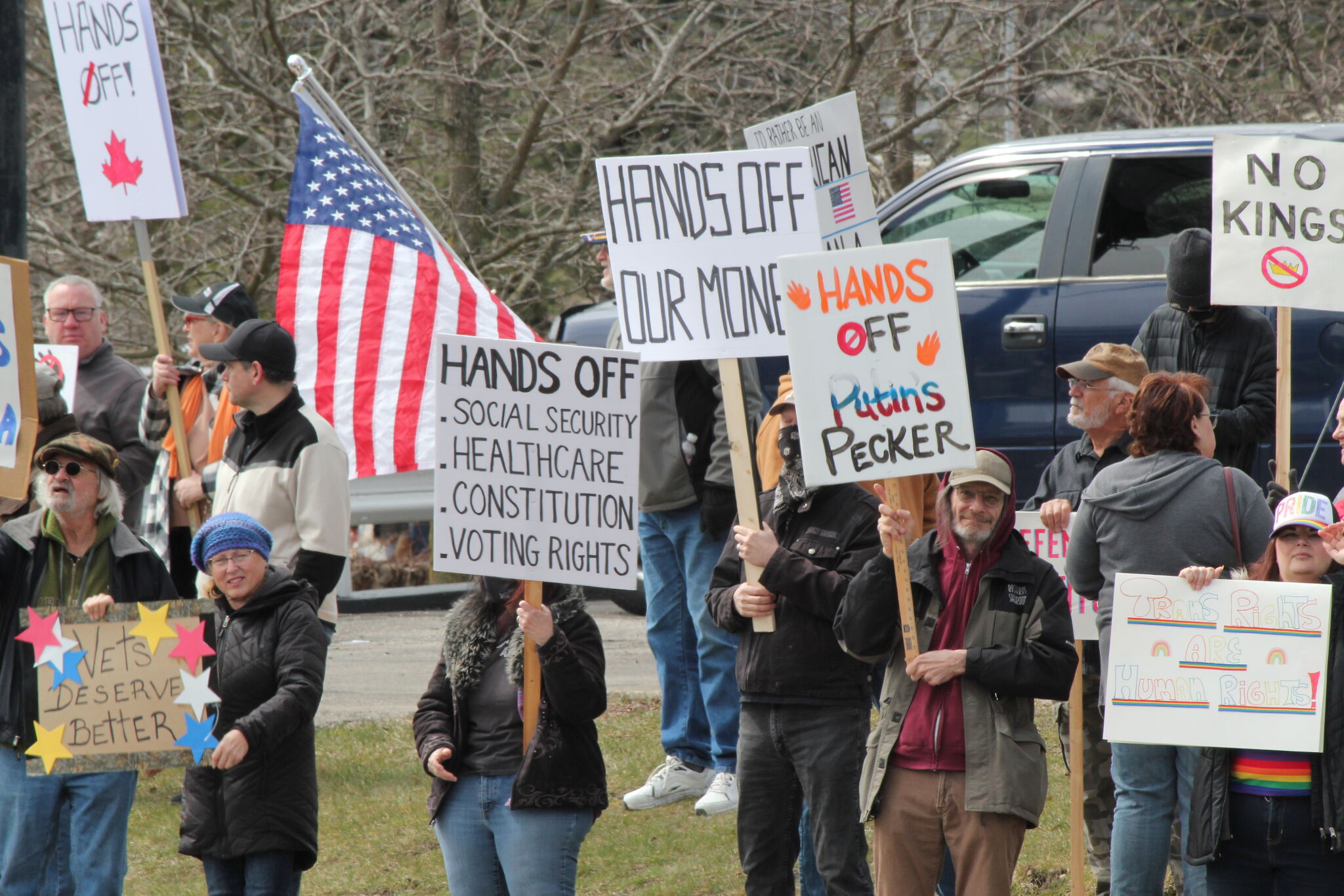 Demonstrators protest Trump Administration in Big Rapids Michigan