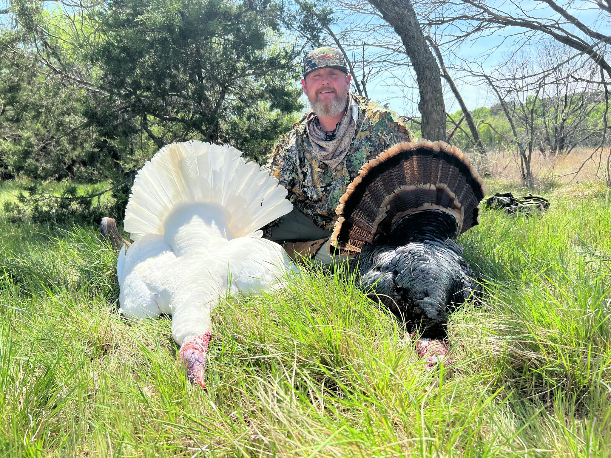 Texas turkey hunter tags rare all-white gobbler
