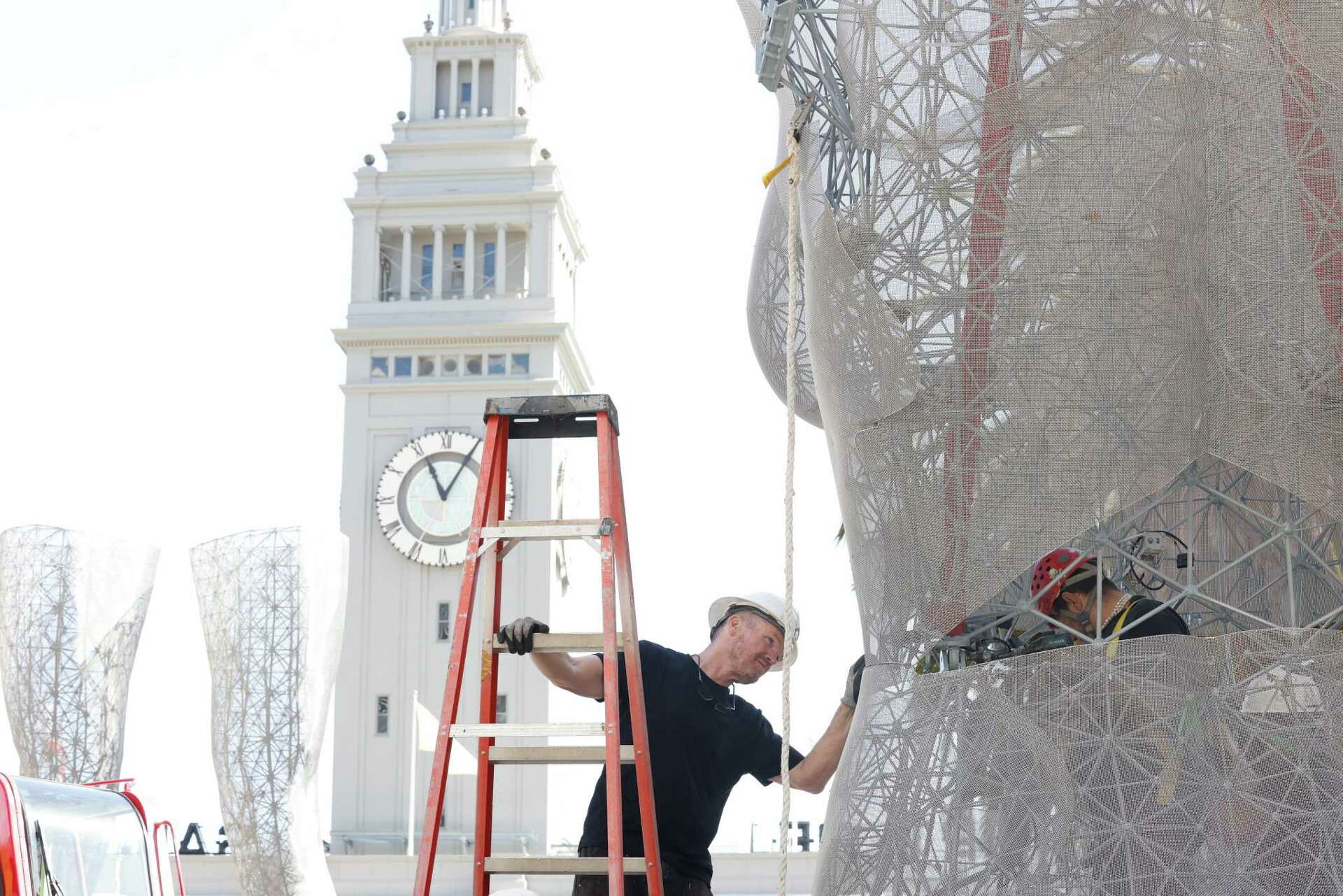 Giant sculpture of a naked woman unveiled near Ferry Building