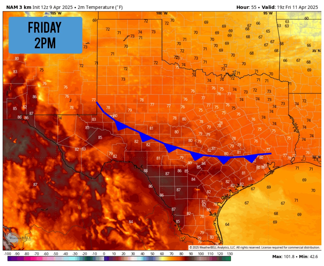 South Texas hits 90 degrees Thursday. When's the next cold front?