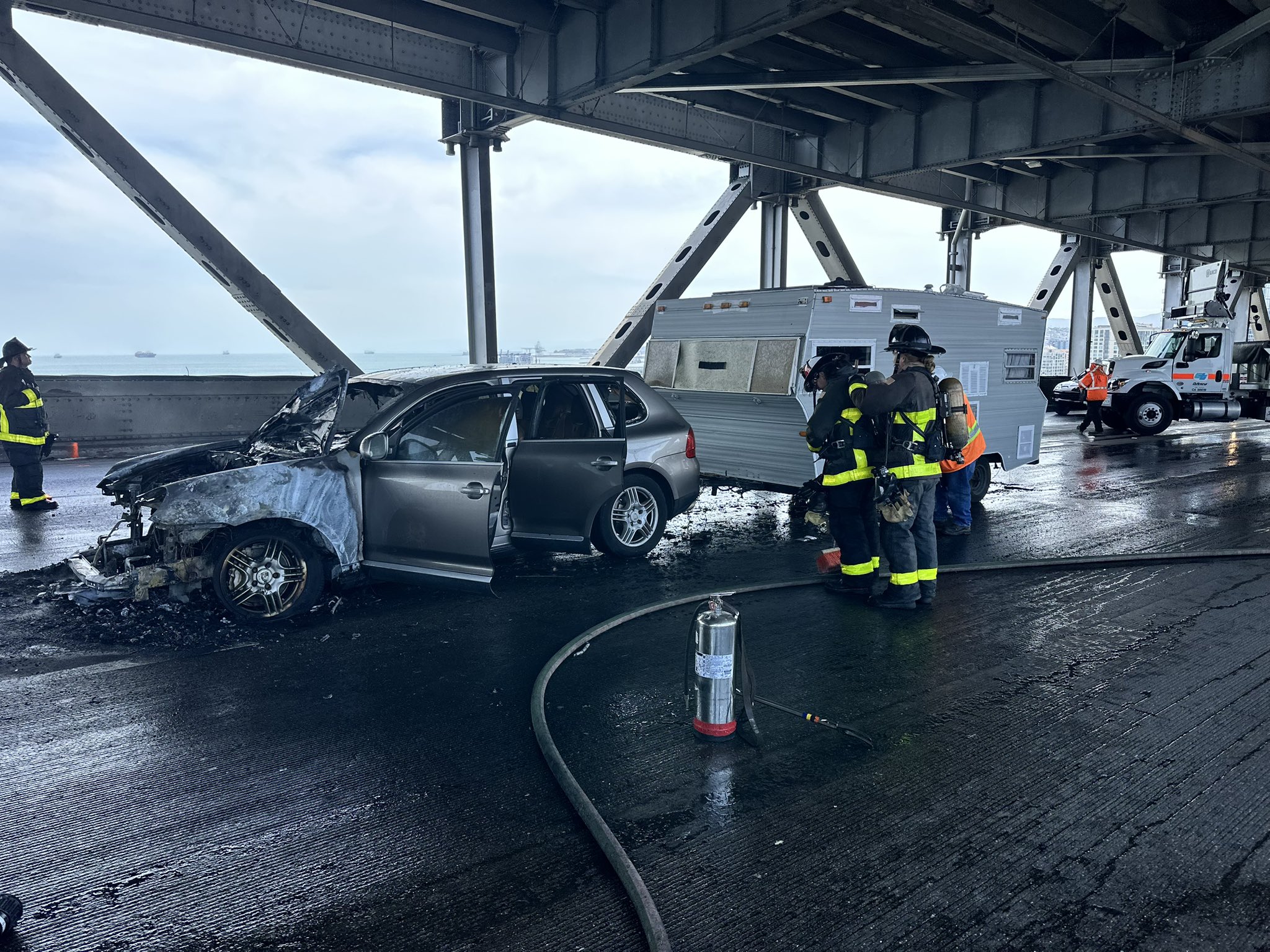 Bay Bridge lanes closed for over an hour after vehicle fire
