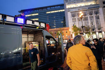 Giant laser beams shoot across San Francisco in a first for City Hall