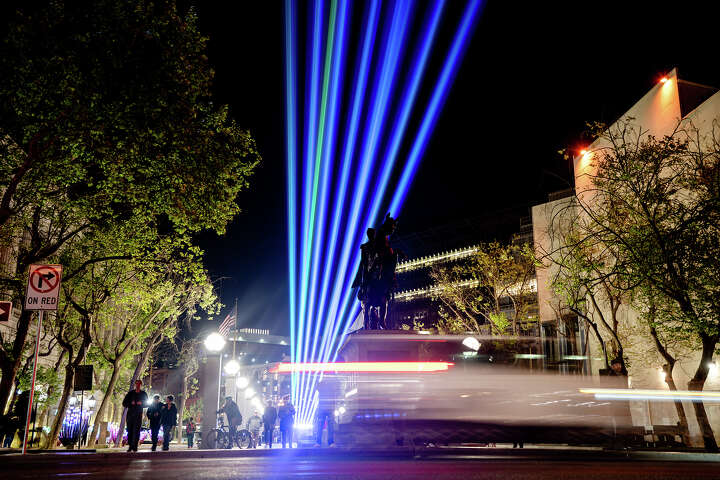 Giant laser beams shoot across San Francisco in a first for City Hall