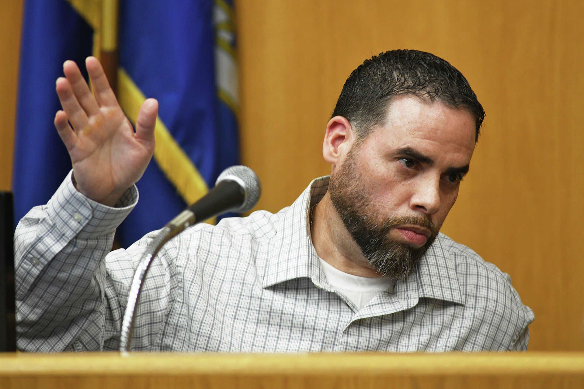 Jose Morales testifies at trial that intruders killed Ansonia mom