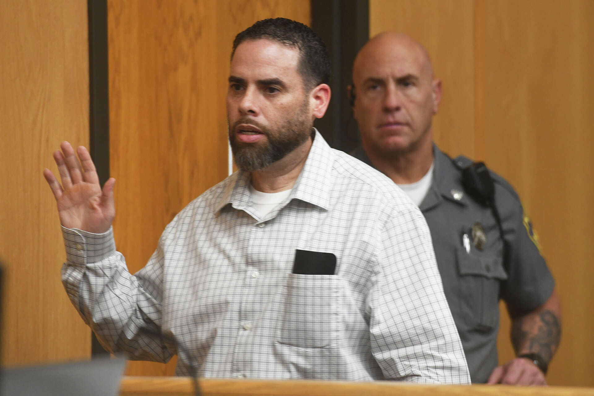 Jose Morales testifies at trial that intruders killed Ansonia mom