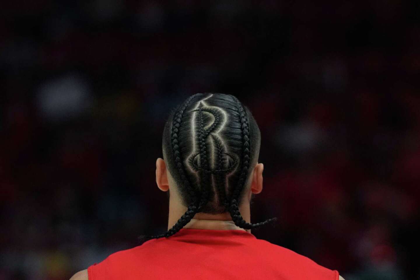 Houston Rockets' Dillon Brooks has Rockets logo braided in hair