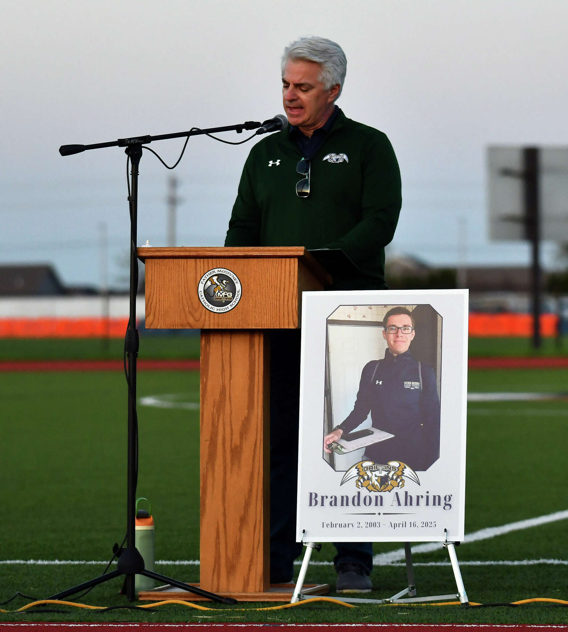 Father McGivney held a candlelight vigil in memory of Brandon Ahring