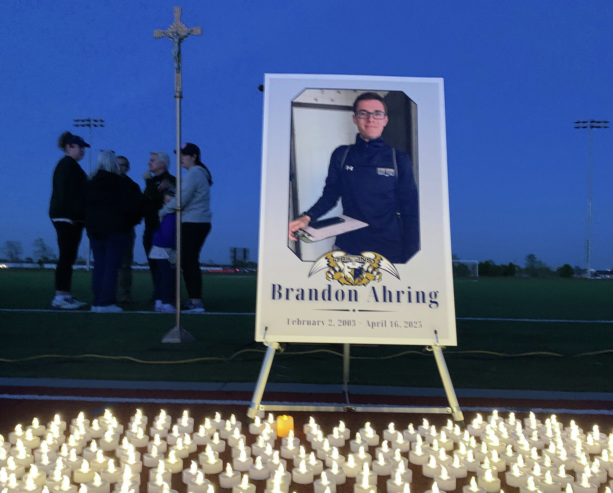 Father McGivney held a candlelight vigil in memory of Brandon Ahring