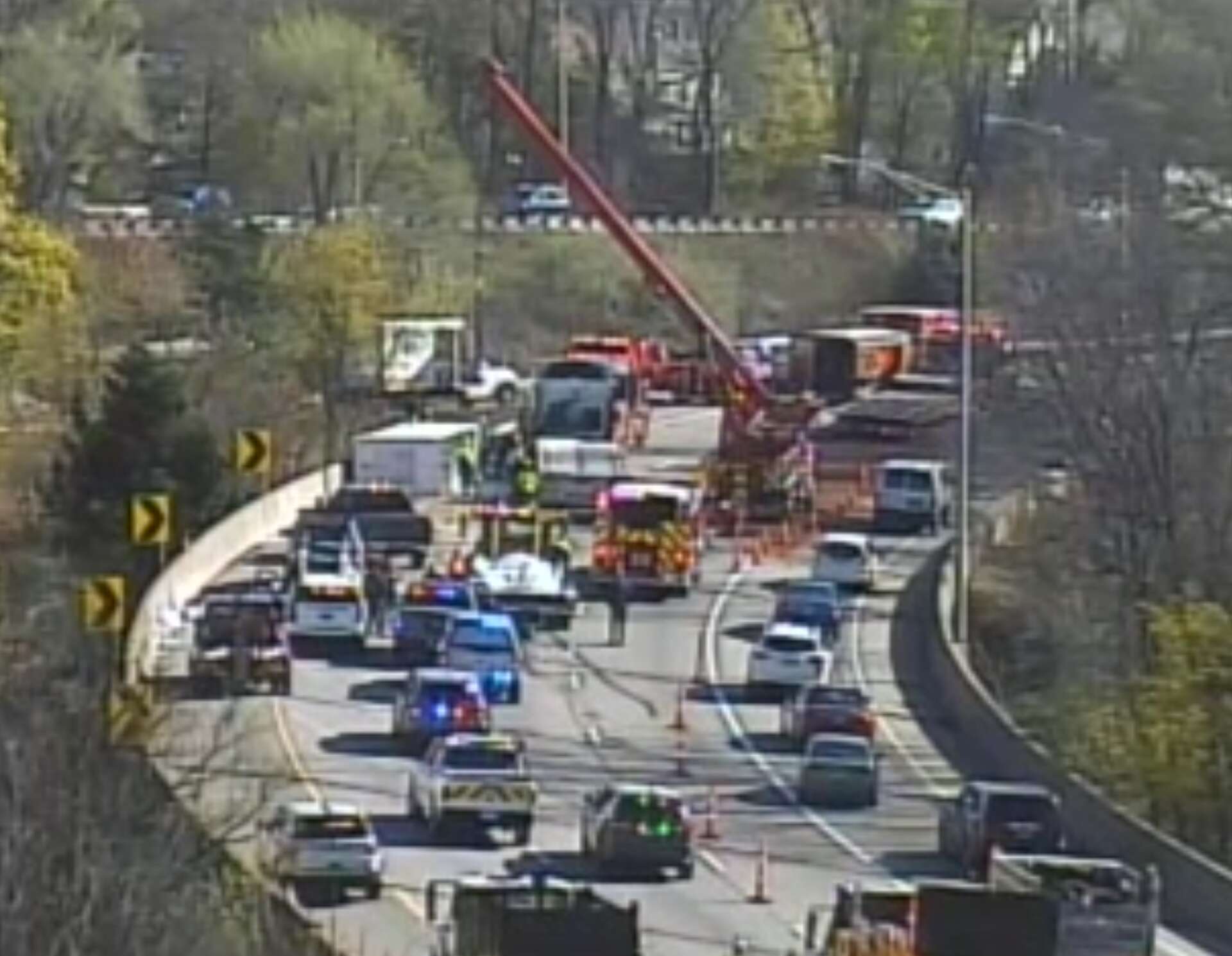 West Hartford tractor-trailer rollover closes I-84 lanes: Officials