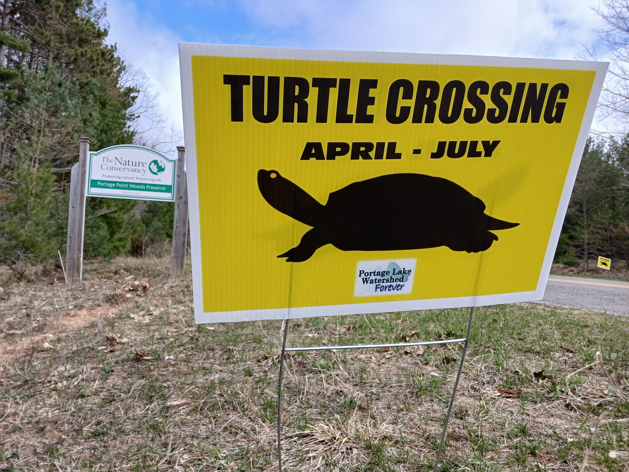 Lawn signs raise awareness of turtle road crossings