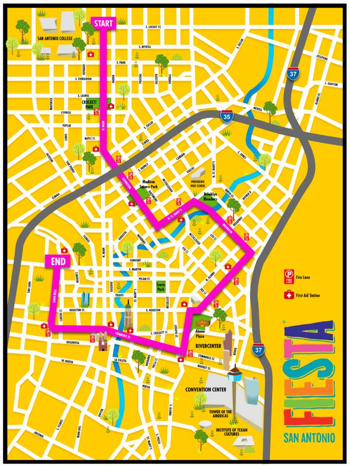 Fiesta Battle of Flowers, Flambeau parade routes