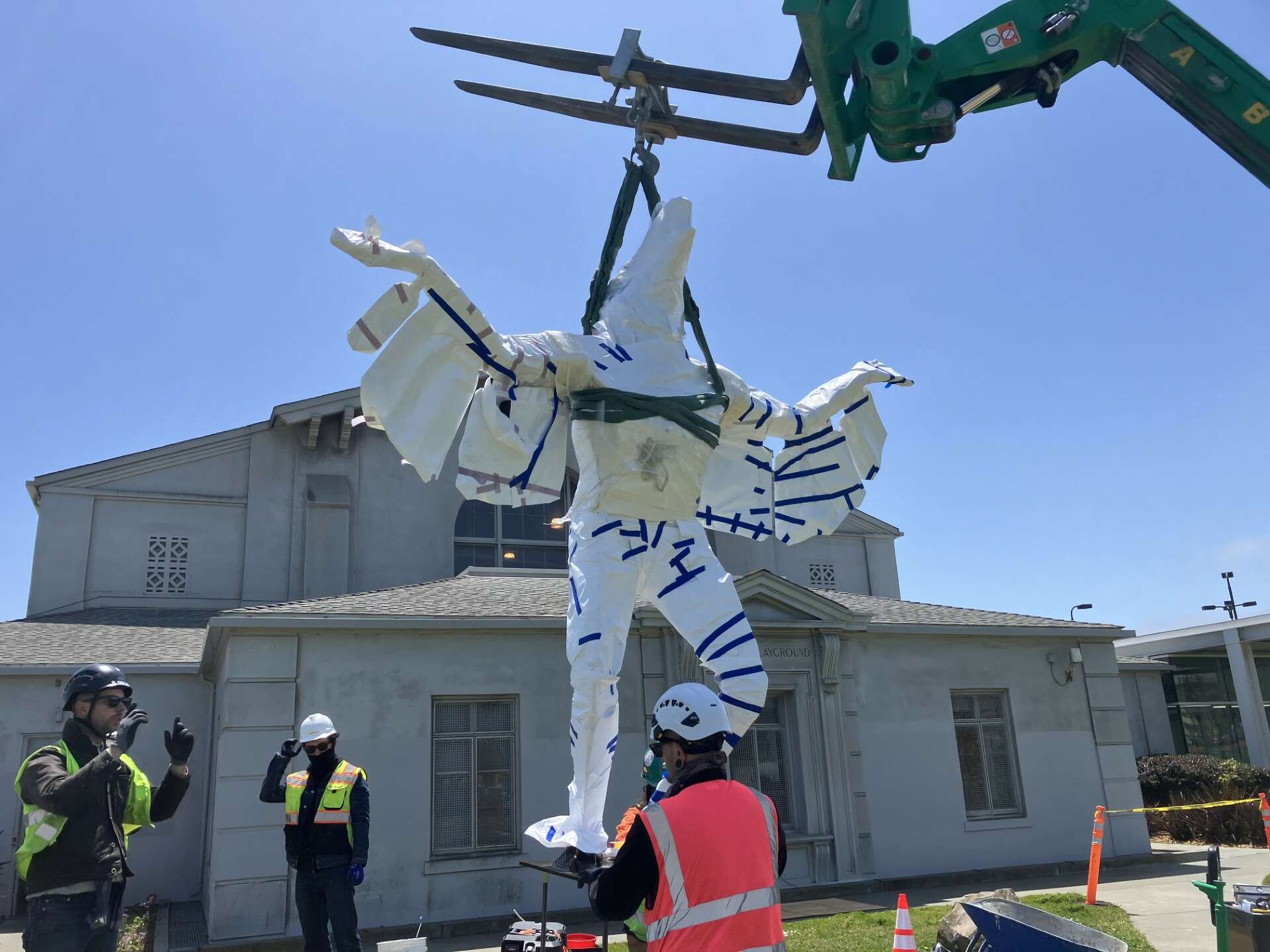 Aztec sculpture from Mission District finds permanent home in Portola
