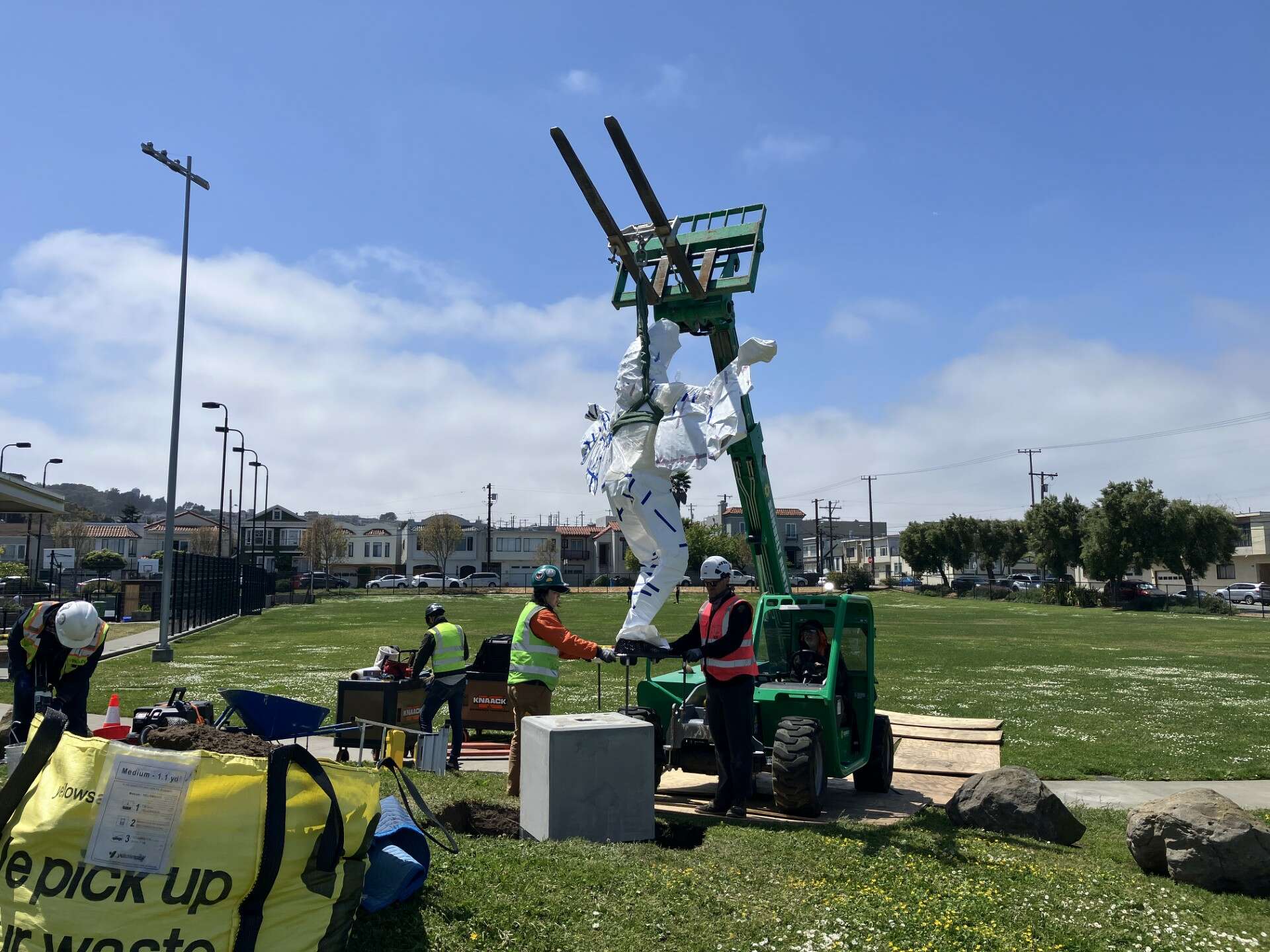 Aztec sculpture from Mission District finds permanent home in Portola