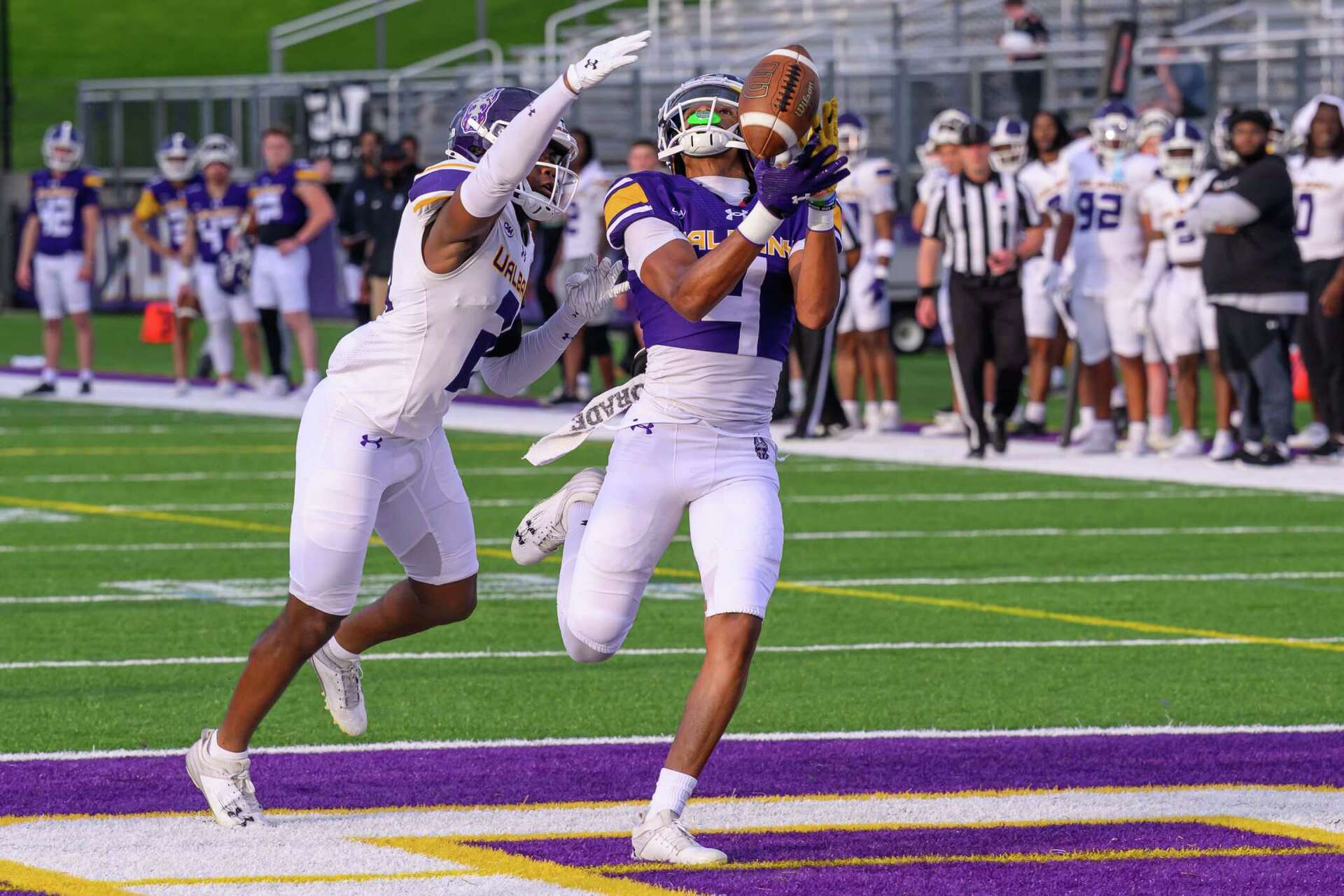 Jared Verse makes appearance at UAlbany football Spring Game