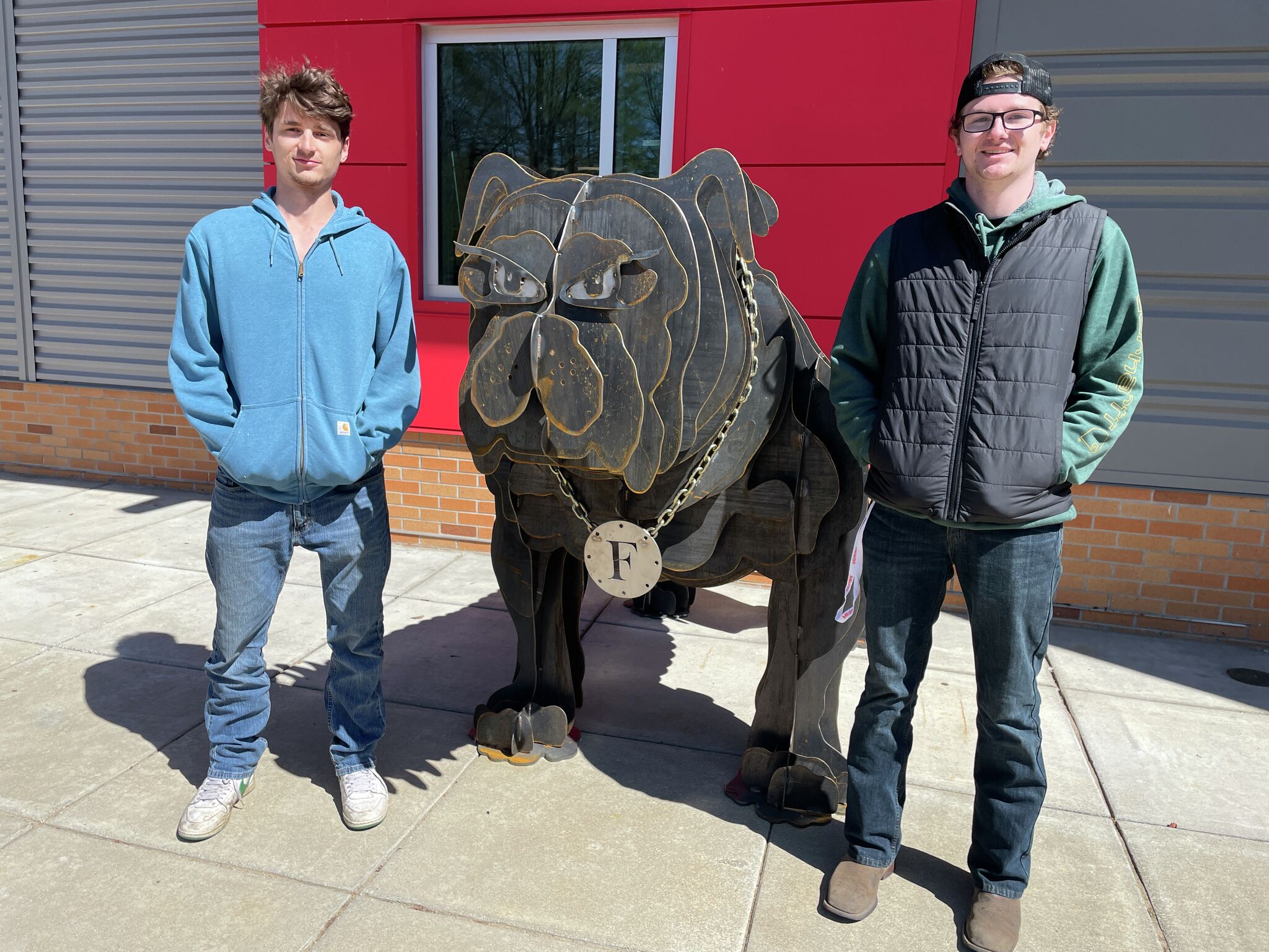 Ferris State welding students build 8-foot steel bulldog sculpture