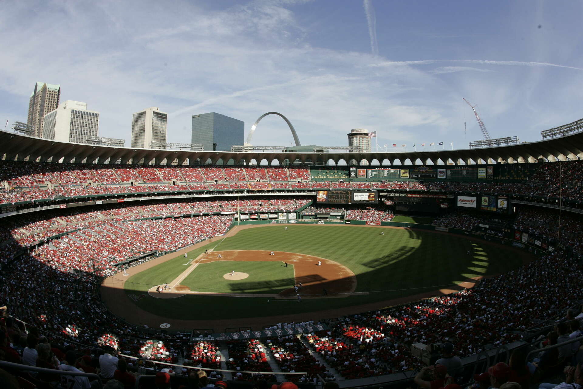 Busch Stadium II, home of the St. Louis Cardinals, opened May 12, 1966
