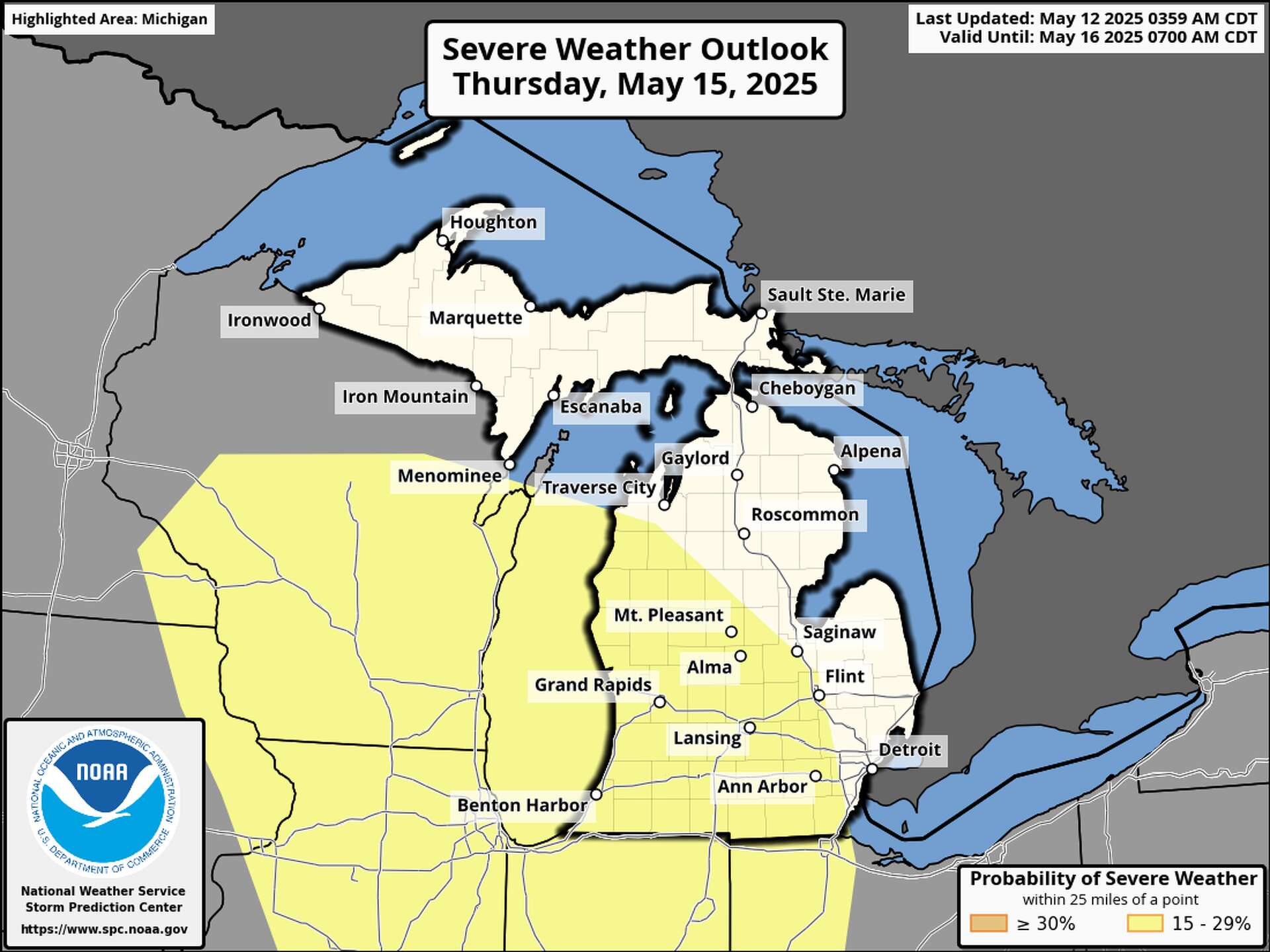Severe weather chances increasing for Thursday in Michigan