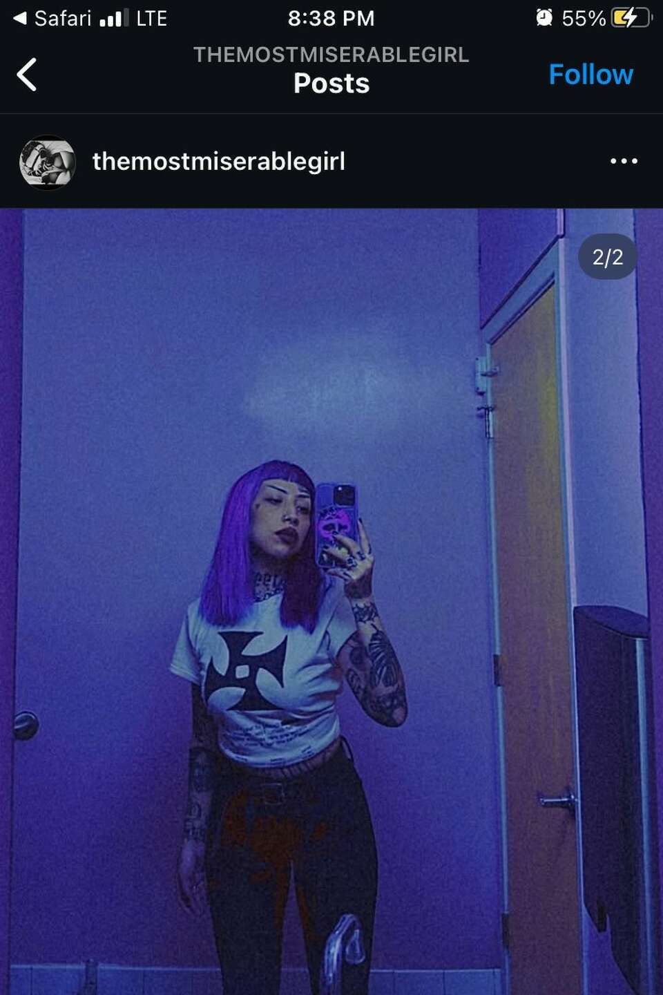 Neo-Nazi icon, Charles Manson tattoo on Ashley Pardo Instagram