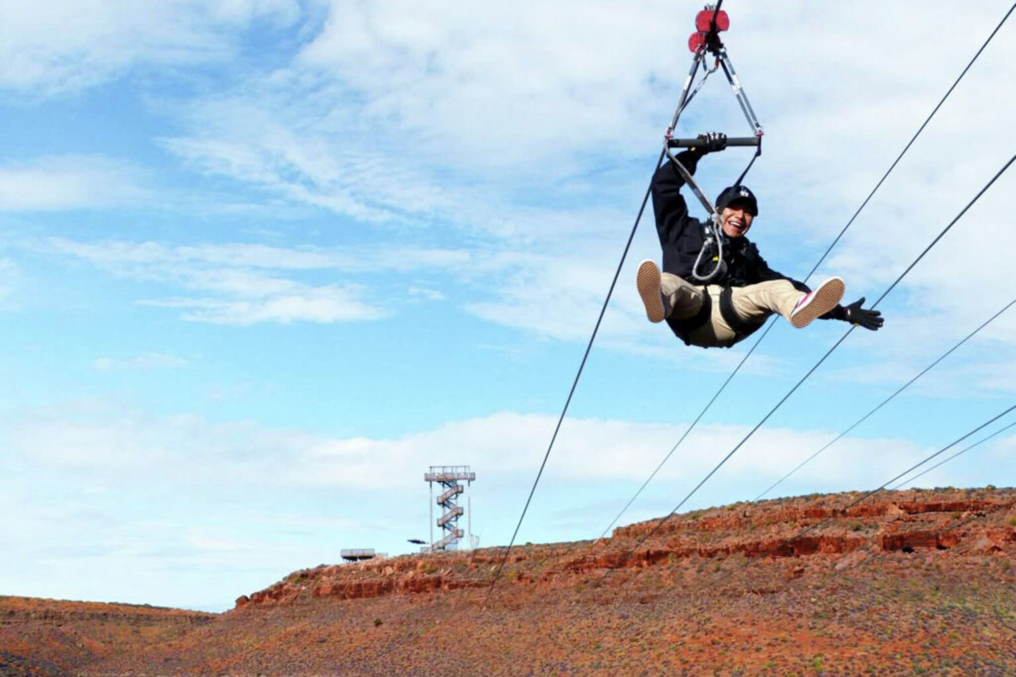 This zip line soars 500 feet over a natural wonder of the world