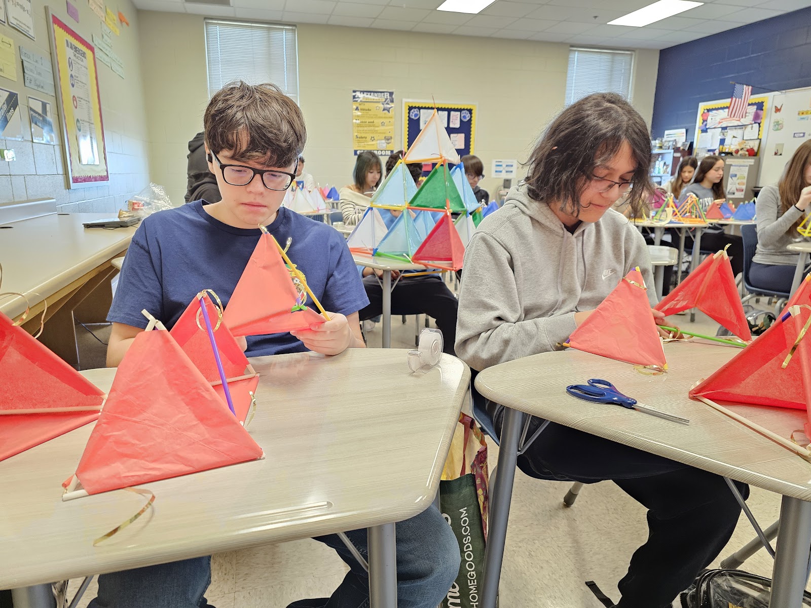 Alexander 9th graders apply geometry in hands-on kite project