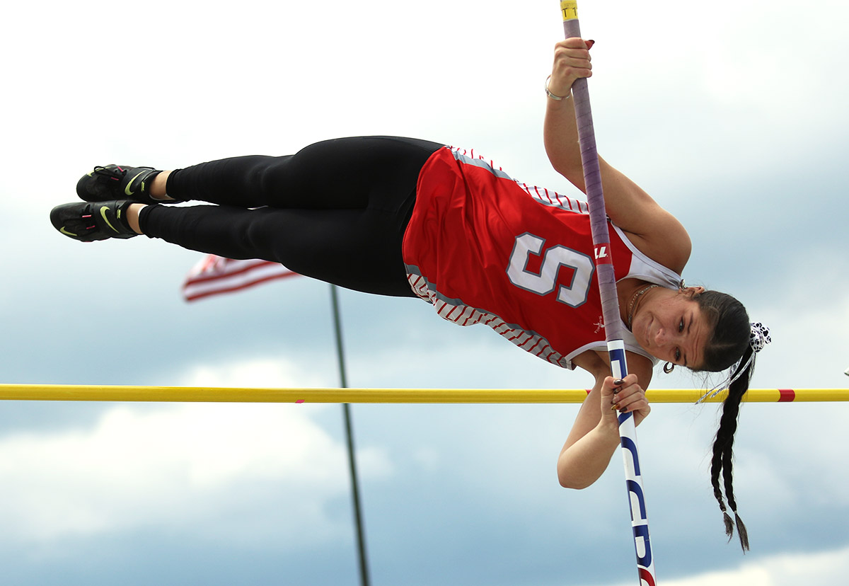 Carlinville's Gibson the hunted in discus at 1A girls state track meet