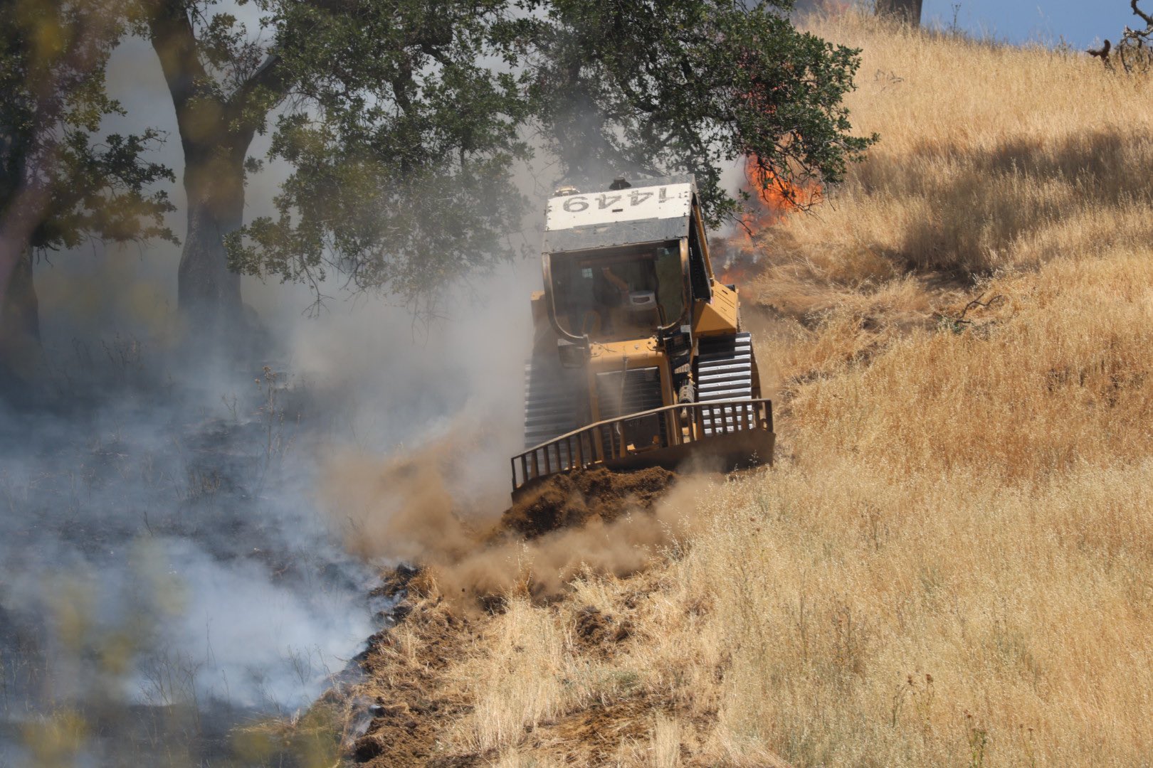 Cherry Fire, visible from Interstate 80, breaks out near Vacaville