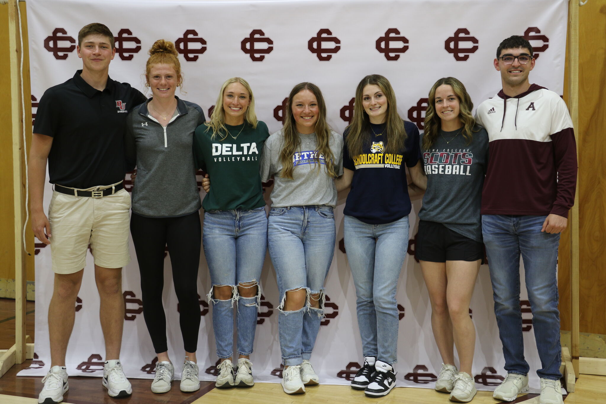 Five Red Hawks sign in unique college signing event