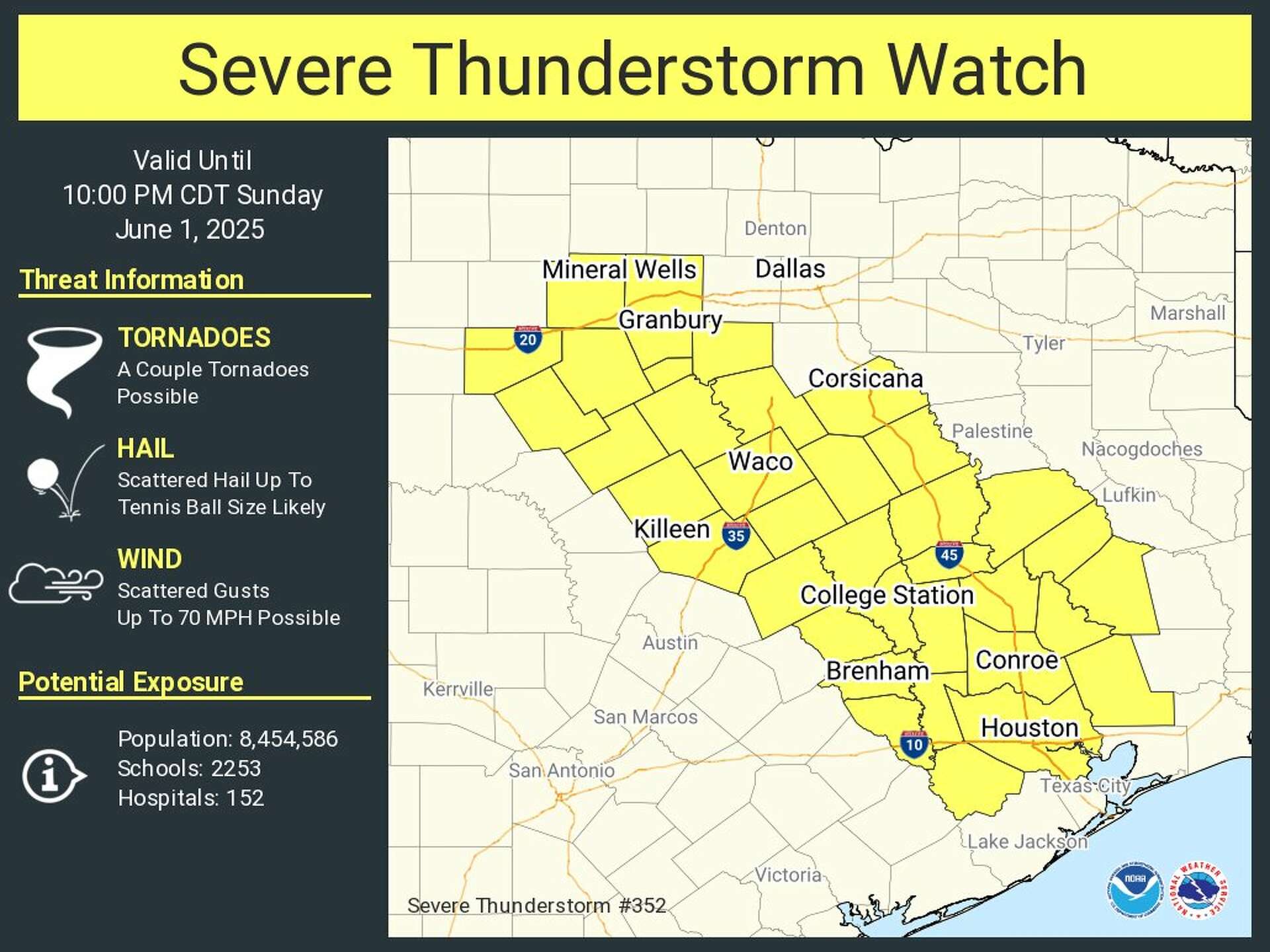Severe thunderstorm watch issued for Houston Sunday afternoon