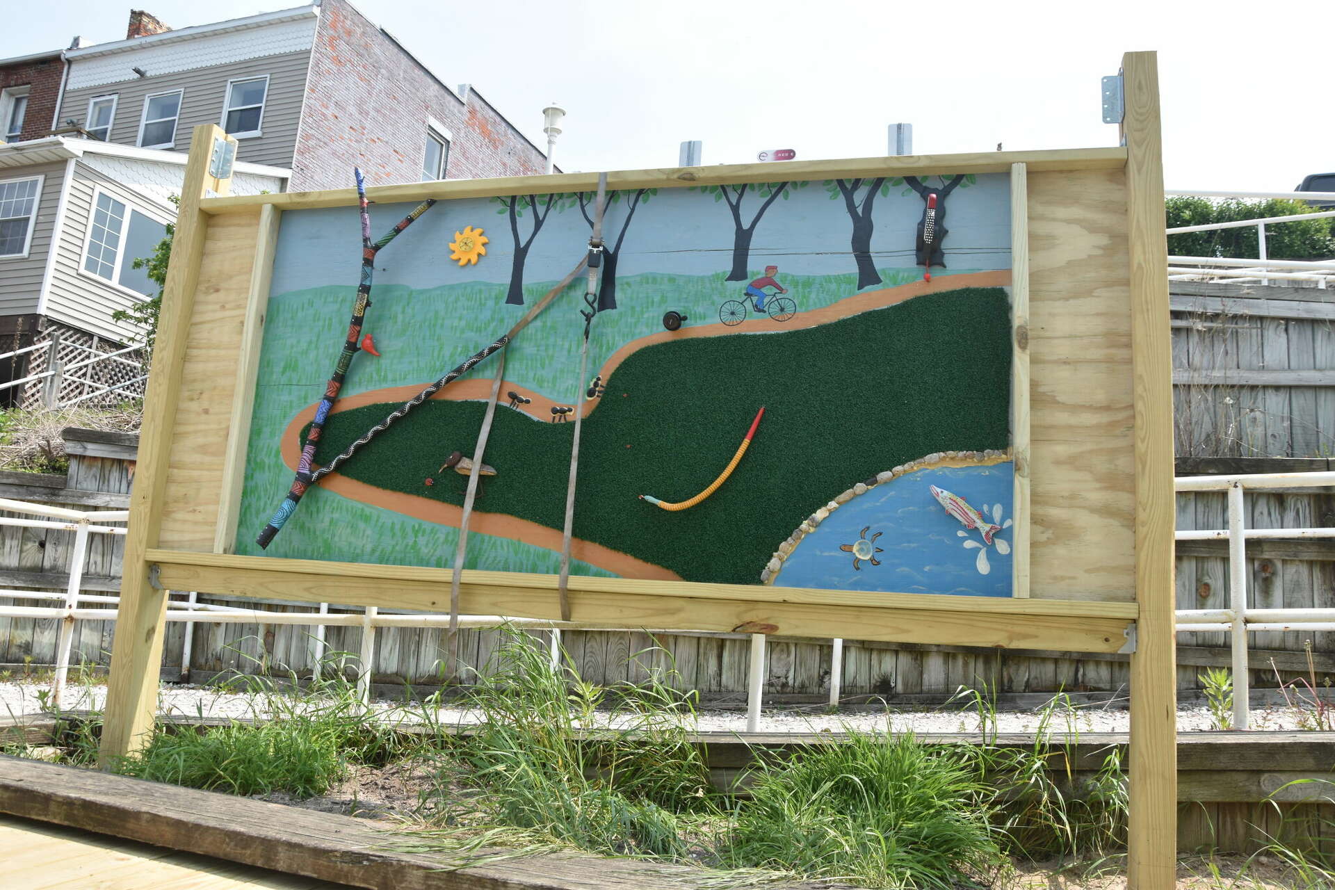 Manistee Riverwalk Art for All piece the 1st to go up in Manistee