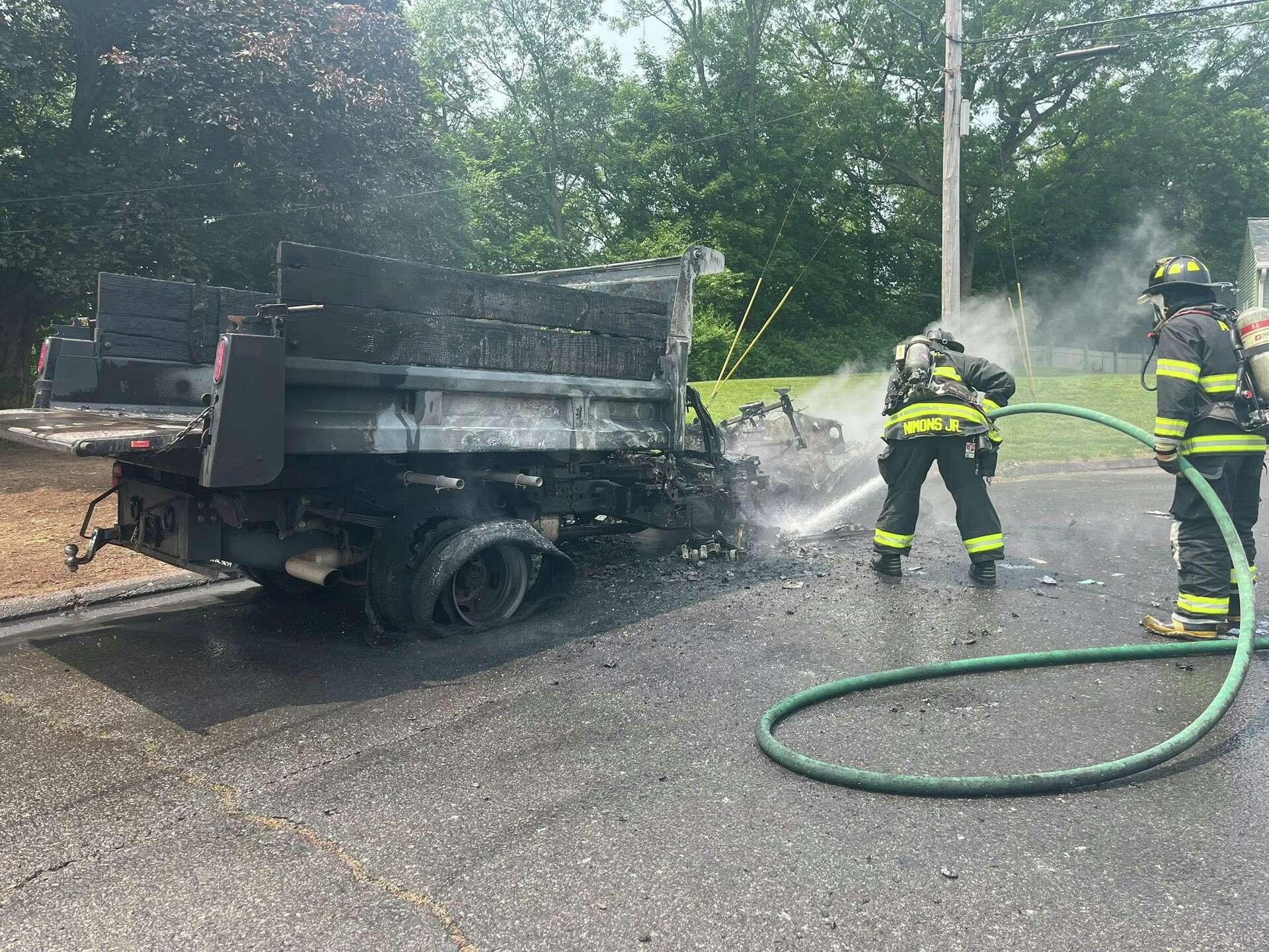 Ansonia Fire Department puts out dump truck fire in north end