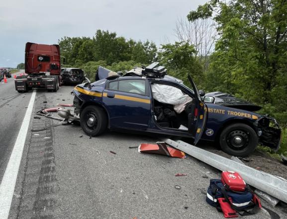 Trooper, 2 drivers injured in crash that closed Thruway