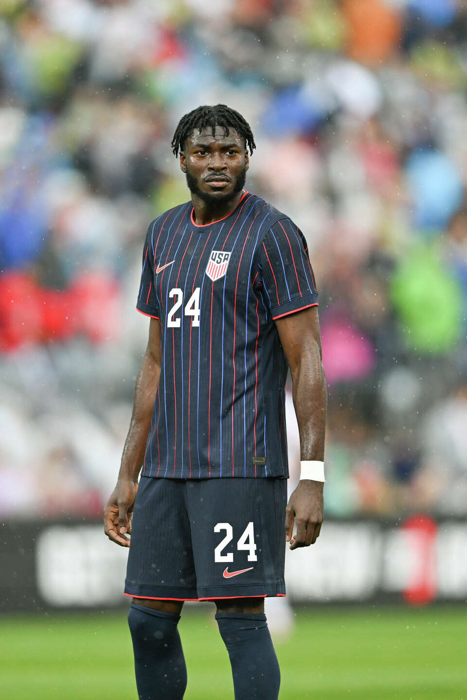 U.S. national soccer team striker Patrick Agyemang returns home