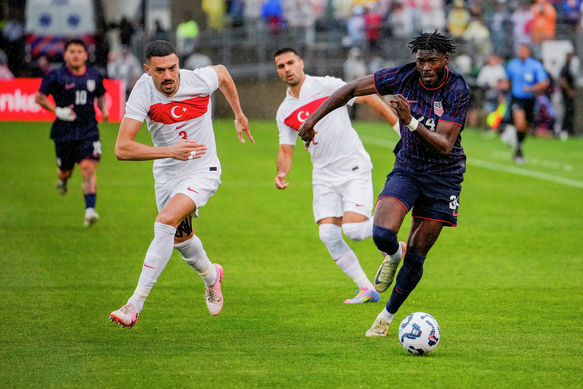 U.S. national soccer team striker Patrick Agyemang returns home