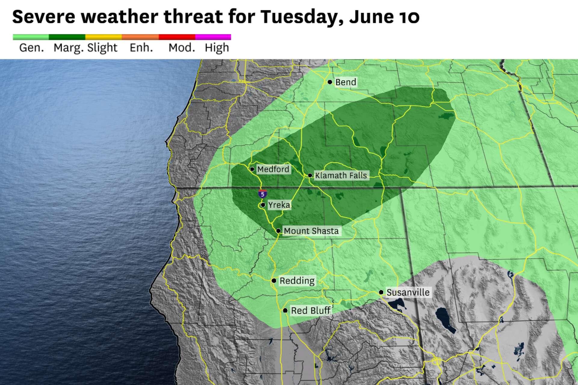 Severe thunderstorms could bring quarter-size hail to California
