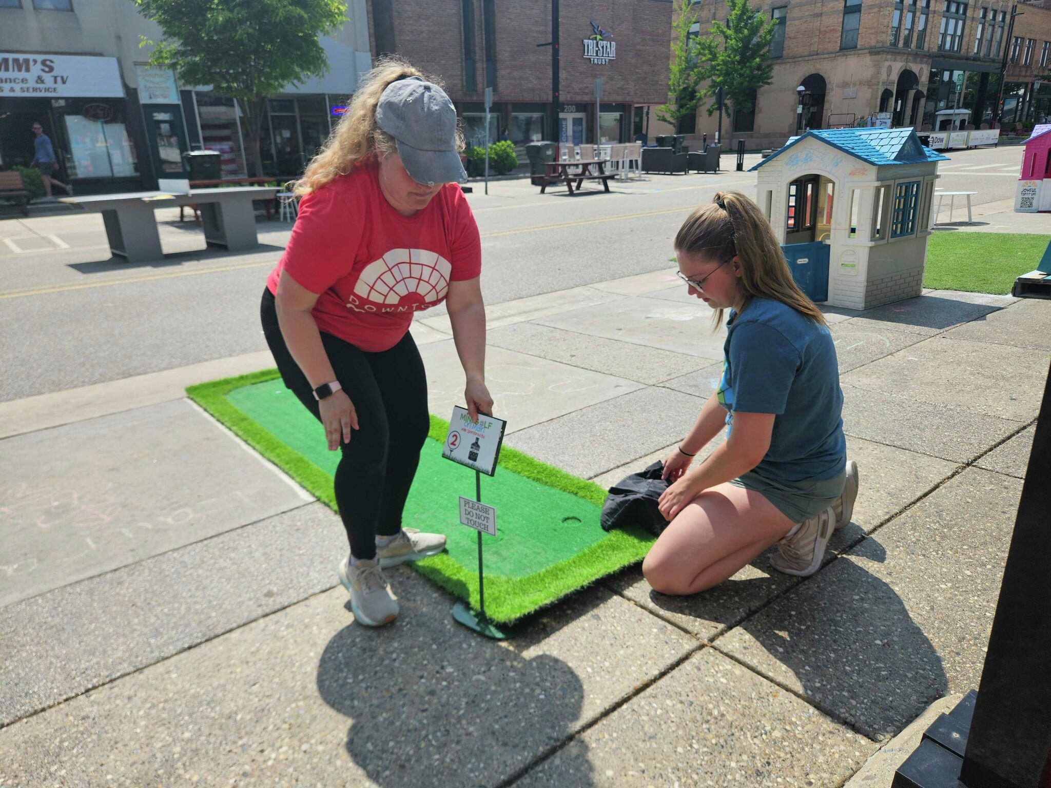 Downtown sets up for Mini Golf on Main for June 18